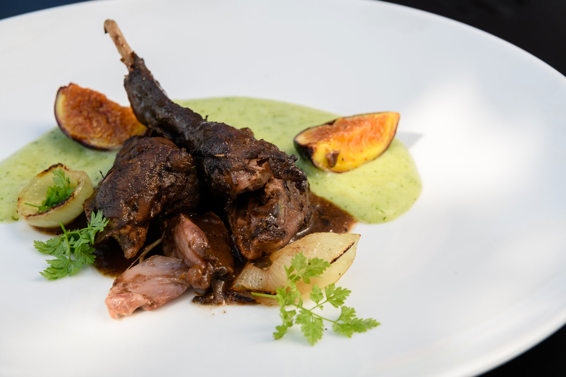 Hare in wine sauce with figs and potato mash with chervil – Agios ...